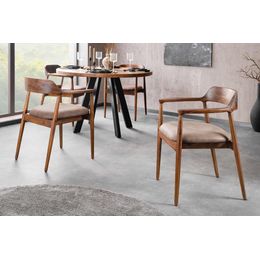 Riess Ambiente Design Stuhl KENNEDY braun massives Sheeshamholz mit Polstersitz Microfaser Riess-Ambiente Esszimmerstuhl K&uuml;chenstuhl Modern & Design