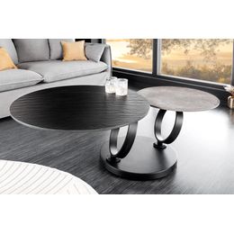 Riess Ambiente Design Couchtisch DANCING RINGS schwarz grau rund drehbar Keramik Metall Riess-Ambiente Sofatisch Wohnzimmertisch S&auml;ulentisch Modern & Design
