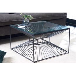 Riess Ambiente Abstrakter Couchtisch ILLUSION 60cm schwarz Metall Glas handmade modernes Design Riess-Ambiente Sofatisch Wohnzimmertisch