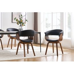 Riess Ambiente Design Stuhl ORGANIC schwarz Walnuss Kunstleder mit Armlehnen Riess-Ambiente Esszimmerstuhl K&uuml;chenstuhl Modern & Design