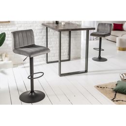 Riess Ambiente Drehbarer Barhocker PORTLAND grau Samt Barstuhl mit Lehne h&ouml;henverstellbar Polsterstuhl Riess-Ambiente f&uuml;r K&uuml;che Tresenhocker Bistrohocker...