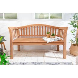 Riess Ambiente Massive Gartenbank EMPIRE TEAK 130cm natur Teakholz Outdoor-Sitzbank mit Lehne Riess-Ambiente