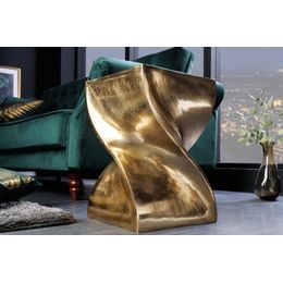 Riess Ambiente Skulpturaler Beistelltisch TWIST 45cm gold Aluminium handmade Sitzhocker Nachttisch Riess-Ambiente S&auml;ulentisch quadratisch Modern & Design