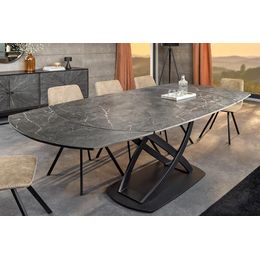 Riess Ambiente Ausziehbarer Esstisch INCEPTION 130-190cm anthrazit oval Keramik schwarz Metall Riess-Ambiente Esszimmertisch S&auml;ulentisch Modern & Design