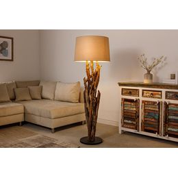 Riess Ambiente Handgefertigte Stehlampe WILD NATURE 158cm natur Treibholz Stehleuchte Leinenschirm Riess-Ambiente