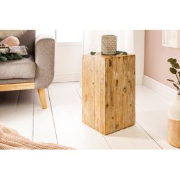 Riess Ambiente Massivholz Dekos&auml;ule COLUMNA 50cm Akazie teak-grau gek&auml;lkt Beistelltisch Riess-Ambiente quadratisch Modern & Design