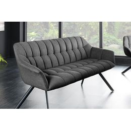 Riess Ambiente Esszimmer Sitzbank PAPILLON 165cm anthrazit Flachgewebe mit Lehnen schwarzes Metallgestell Riess-Ambiente Modern & Design