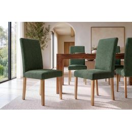 Riess Ambiente Design Stuhl GENUA gr&uuml;n Cord mit Massivholz-Beinen Riess-Ambiente Esszimmerstuhl K&uuml;chenstuhl Modern & Design