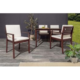 Riess Ambiente Outdoor Gartenstuhl KOPENHAGEN beige braun Akazie honey finish inkl. Kissen stapelbar Riess-Ambiente Modern & Design