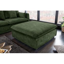 Riess Ambiente Gro&szlig;er Hussenhocker HEAVEN 100cm dunkelgr&uuml;n Samt Landhausstil Sofahocker waschbarer Bezug Riess-Ambiente
