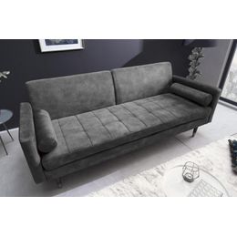 Riess Ambiente Modernes Schlafsofa COUTURE 200cm grau Microvelours 3-Sitzer Couch mit Schlaffunktion Riess-Ambiente Wohnzimmer