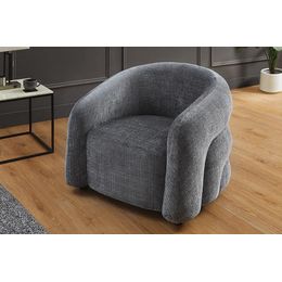 Riess Ambiente Design Sessel VOGUE 95cm grau Chenille mit Armlehnen und Nosagfederung Riess-Ambiente Modern & Design