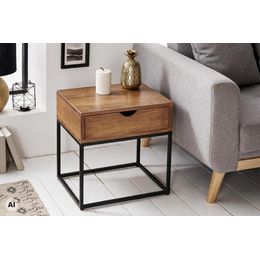 Riess Ambiente Nachttisch IRON CRAFT 45cm braun honey finish Mangoholz mit Schublade Beistelltisch Riess-Ambiente rechteckig Urban