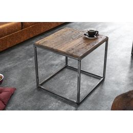 Riess Ambiente Industrial Beistelltisch BARRACUDA 40cm recyceltes Massivholz mit geflexten Beinen Riess-Ambiente quadratisch Kolonial & Vintage