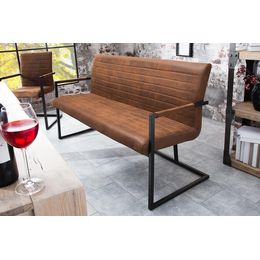 Riess Ambiente Industrial Freischwinger Bank LOFT 160cm vintage braun mit Armlehne Riess-Ambiente