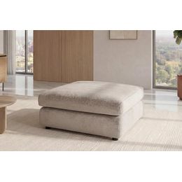 Riess Ambiente Gro&szlig;er Hocker SOHO 100cm beige Chenillestoff Polsterhocker mit Wellenunterfederung Riess-Ambiente Modern & Design