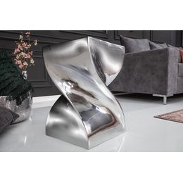 Riess Ambiente Skulpturaler Beistelltisch TWIST 45cm silber Aluminium poliert Sitzhocker Modern Design Riess-Ambiente quadratisch