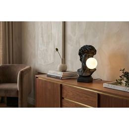 Riess Ambiente Handgefertigte Tischlampe DAVID 30cm schwarz B&uuml;ste mit wei&szlig;er Lampenkugel Riess-Ambiente Modern & Design