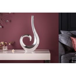 Riess Ambiente Moderne Vase WAVE 47cm silber Aluminium poliert Dekoration Riess-Ambiente organisch