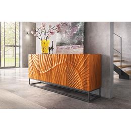 Riess Ambiente Massives Sideboard SCORPION 180cm braun Mangoholz aufwendige 3D Schnitzereien Riess-Ambiente Modern & Design