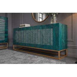 Riess Ambiente Massives Sideboard ONYX 180cm t&uuml;rkis Mangoholz Achat Edelstein gold Metallgestell Riess-Ambiente Modern & Design