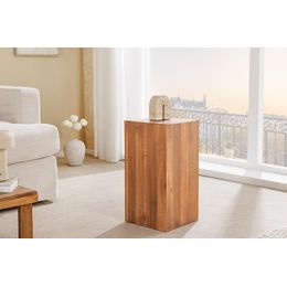 Riess Ambiente Massivholz Dekos&auml;ule COLUMNA 50cm braun Akazie Beistelltisch Riess-Ambiente quadratisch Modern & Design