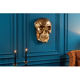 Riess Ambiente Exklusive Wandskulptur SKULL XXL 40cm gold Deko Totenkopf Riess-Ambiente Modern & Design