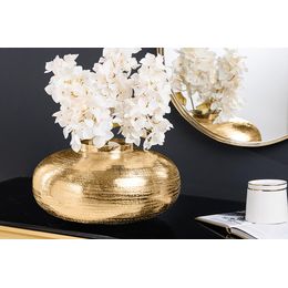 Riess Ambiente Moderne Deko Vase ABSTRACT ORIENT 35cm gold rund Metall Hammerschlag-Design Riess-Ambiente