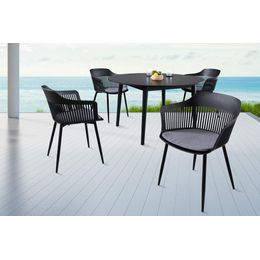 Riess Ambiente Design Stuhl AIRE schwarz Kunststoff Stahlgestell Indoor Outdoor inkl. Kissen Riess-Ambiente Modern & Design