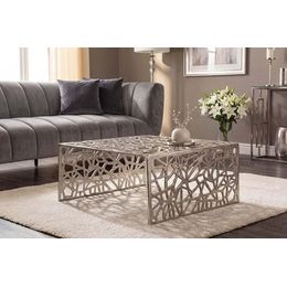 Riess Ambiente Handgearbeiteter Couchtisch ABSTRACT 60cm Alu silberfarbig im Gap Design Riess-Ambiente Sofatisch Wohnzimmertisch quadratisch Modern & Design