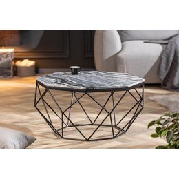 Riess Ambiente Eleganter Couchtisch DIAMOND 70cm grau schwarz mit Marmorplatte Riess-Ambiente Sofatisch Wohnzimmertisch S&auml;ulentisch vieleckig Modern & Design