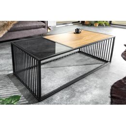 Riess Ambiente Design Couchtisch ARCHITECTURE 100cm schwarz Wildeiche Rauchglas Metall Holz Riess-Ambiente Sofatisch Wohnzimmertisch rechteckig Modern & Design
