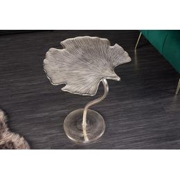 Riess Ambiente Dekorativer Beistelltisch GINKGO LEAF 55cm silber handmade Metall Riess-Ambiente S&auml;ulentisch Modern & Design