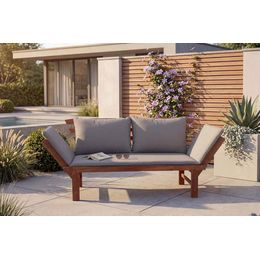 Riess Ambiente Outdoor Garten Sitzbank MODULAR 200cm natur grau Akazie inkl. Kissen klappbar Riess-Ambiente