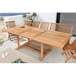 Riess Ambiente Ausziehbarer Gartentisch EMPIRE TEAK 170-230cm natur Teakholz massiv wetterfest Riess-Ambiente rechteckig