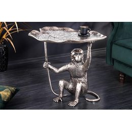 Riess Ambiente Design Beistelltisch WILDLIFE MONKEY 60cm silber Metall handmade Riess-Ambiente Modern & Design
