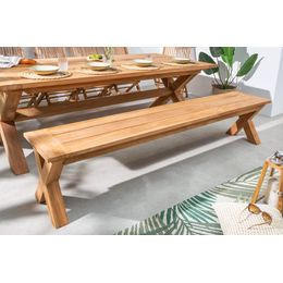 Riess Ambiente Massive Gartenbank EMPIRE TEAK 220cm Sitzbank Teakholz wetterfest Riess-Ambiente Modern & Design