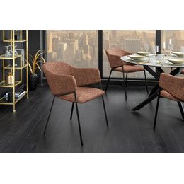 Riess Ambiente Design Stuhl NOBLESSE braun Chenille schwarzes Metallgestell Riess-Ambiente Esszimmerstuhl K&uuml;chenstuhl Modern & Design