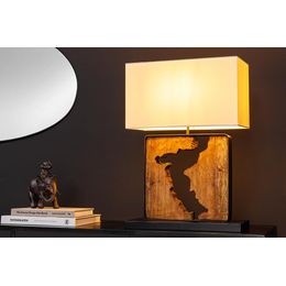 Riess Ambiente Handgefertigte Tischlampe DESIGNED BY NATURE 60cm natur schwarz Regenbaumholz Riess-Ambiente