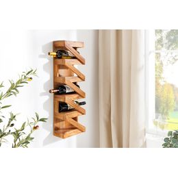 Riess Ambiente Massives Weinregal MAKASSAR 80cm recyceltes Teakholz f&uuml;r 5 Flaschen Wandregal Riess-Ambiente Klassisch