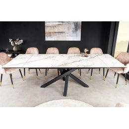 Riess Ambiente Ausziehbarer Esstisch MARVELOUS 180-220-260cm wei&szlig; Marmor Keramik made in Italy Riess-Ambiente Konferenztisch Esszimmertisch K&uuml;chentisch rechteckig...