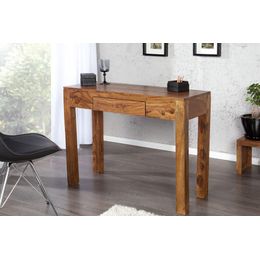 Riess Ambiente Massiver Sekret&auml;r MAKASSAR 100cm braun Sheesham stone finish Schreibtisch Konsolentisch Riess-Ambiente Klassisch
