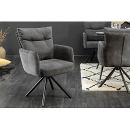 Riess Ambiente Drehbarer Stuhl BIG GEORGE anthrazit Samt Strukturstoff Armlehne Taschenfederkern Polsterstuhl Riess-Ambiente Esszimmerstuhl K&uuml;chenstuhl Modern &...
