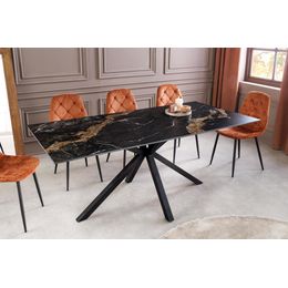 Riess Ambiente Moderner Esstisch GALAXIE 160cm Aurora Oro schwarz gold sand Keramik Riess-Ambiente Esszimmertisch rechteckig 6 Personen