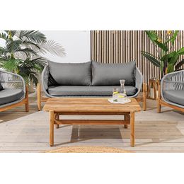 Riess Ambiente Wetterfestes Gartenlounge Set ROPE grau natur Akazienholz Aluminium inkl. Tisch Sitzpolster Riess-Ambiente