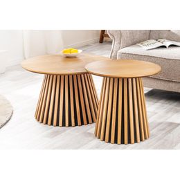 Riess Ambiente Runder Couchtisch VALHALLA WOOD 50cm natur Eichenholz S&auml;ulenfu&szlig; Riess-Ambiente Sofatisch Wohnzimmertisch