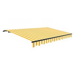 Markise balkon 3,50 m breit, Basic, Gelb-wei&szlig; gestreift, 3500 x 1500 mm, Kurbel Links, individuell konfigurieren