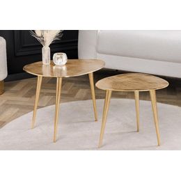 Riess Ambiente 2er Set Couchtisch ELEMENTS 50cm gold Metall Handarbeit Riess-Ambiente Satztisch Sofatisch Wohnzimmertisch organisch Modern & Design