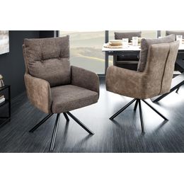 Riess Ambiente Drehbarer Stuhl BIG GEORGE taupe Microfaser Webstoff Taschenfederkern Metall schwarz Polsterstuhl Riess-Ambiente Esszimmerstuhl K&uuml;chenstuhl Modern...