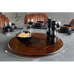 Riess Ambiente Moderner Drehteller 60cm bernstein Glas 360&deg; drehbare Servierplatte Riess-Ambiente rund